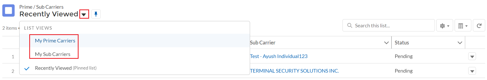 Transportation Carrier Portal