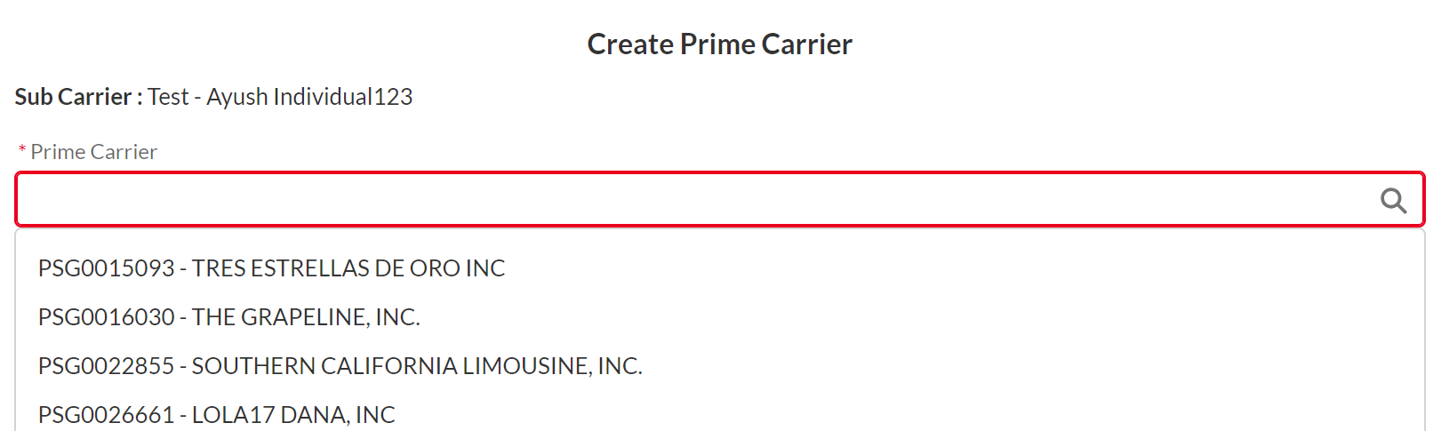 Transportation Carrier Portal