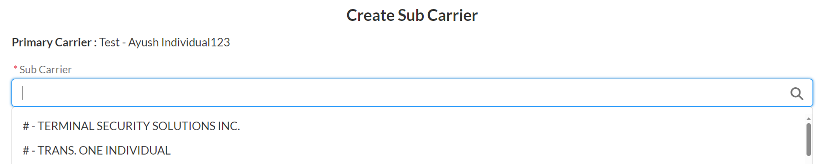 Transportation Carrier Portal